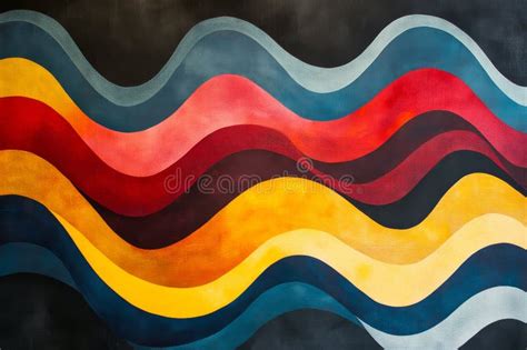 A Dynamic Wave Pattern In Bold Shades Of Red Yellow And Blue Creating High Contrast And
