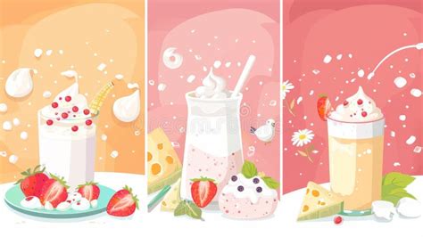 Design Templates Of Dairy Product Web Pages In The Form Of Banner Ads