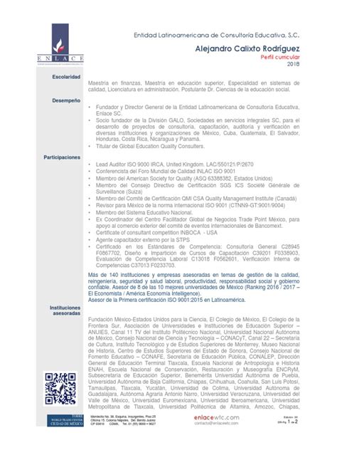 Cv Alejandro Calixto Rodríguez 2018 Pdf Ciudad De México Universidad