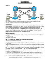 SBA CCNPV7 Switch Instructor CCNPv6 SWITCH Skills Based Assessment Topology Objectives Part 1