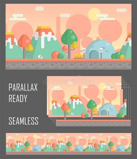 Parallax Ready Game Industrial Background Stock Vector Illustration