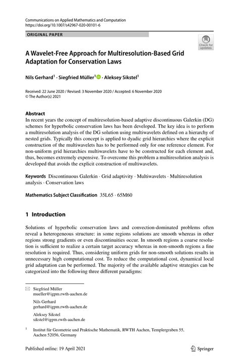 pdf a wavelet free approach for multiresolution based grid adaptation