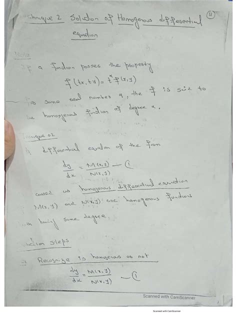 Homogenous Exact Differential Equations Pdf