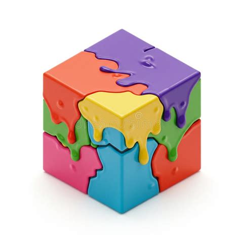 A Colorful Cube Composed Of Six Interlocking Pieces Each A Different