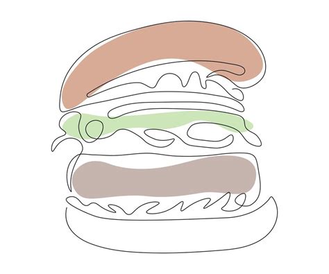 Hamburgercheeseburger Drawn With A Monoline One Line Art Contour