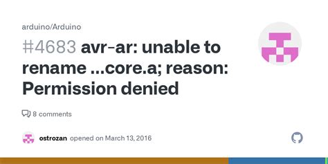 Avr Ar Unable To Rename Corea Reason Permission Denied · Issue 4683 · Arduinoarduino