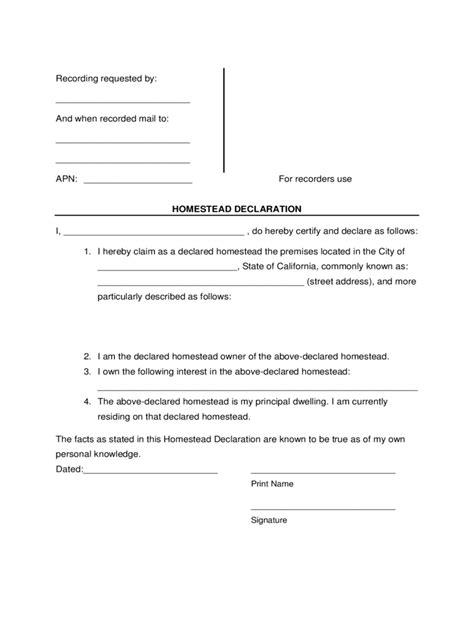 Declaration Of Homestead Form 2 Free Templates In Pdf Word Excel