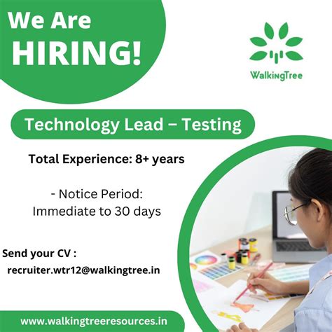 Walkingtree Resources Pvt Ltd On Linkedin Job Position Technologylead Testing Relevant