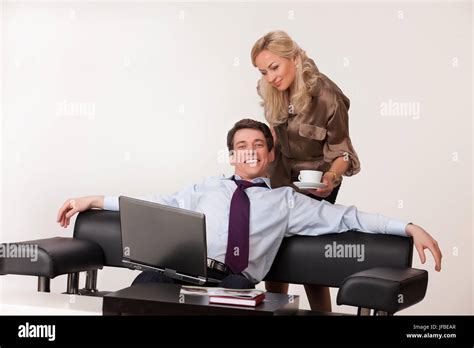 Woman And Man At The Computer Stock Photo Alamy