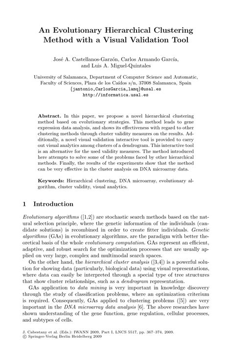 Pdf An Evolutionary Hierarchical Clustering Method With A Visual