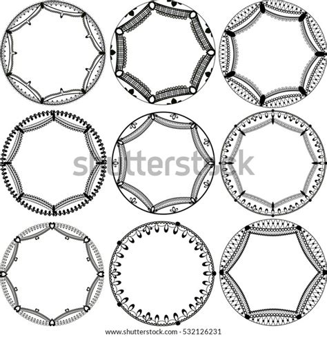 Set Vintage Lacy Frames Separated Round Stock Vector Royalty Free