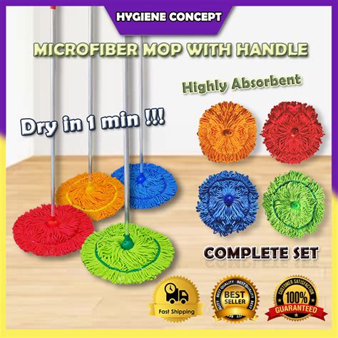 Full Colour Microfiber Mop Complete Set 300g With 4′ Aluminium Handle