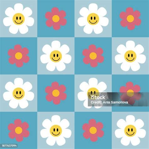 Cute Y2k Spring Patchwork Minimalist Floral Seamless Pattern Background