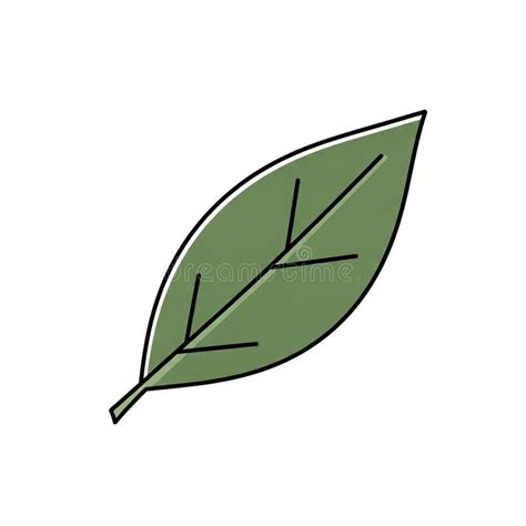 Simplified Drawing Of A Green Leaf With A Pointed Tip Outlined In
