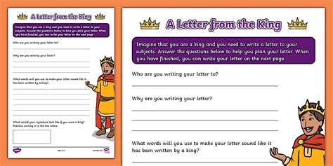 The Kings Letter Writing Activity