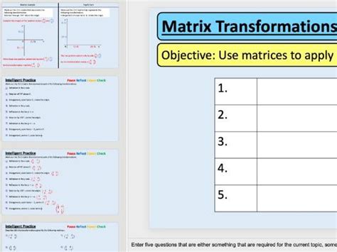 Aqa L2 Fm Matrices With Transformations Teaching Resources