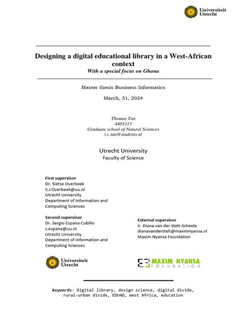 Master Thesis Thomas Tan Digital Educational Library Design In A West