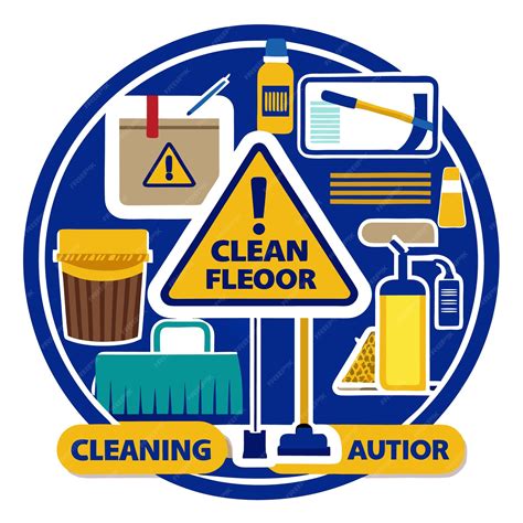 Cleaning Supplies Set With Yellow Warning Sign Premium Ai Generated