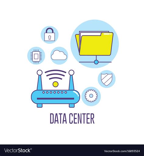 Wifi Router Technology Data Center Connection Vector Image
