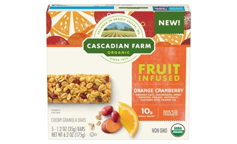 Cascadian Farm Organic Fruit Infused Bars 2019 07 24 Snack Food