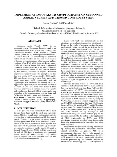 Implementation Of Aes 128 Cryptography On Unmanned Aerial Vechile And