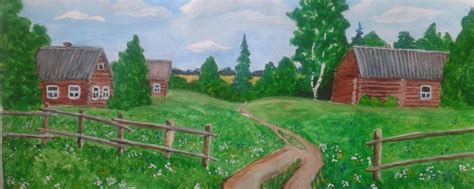 Деревенский пейзаж карандашом 38 фото