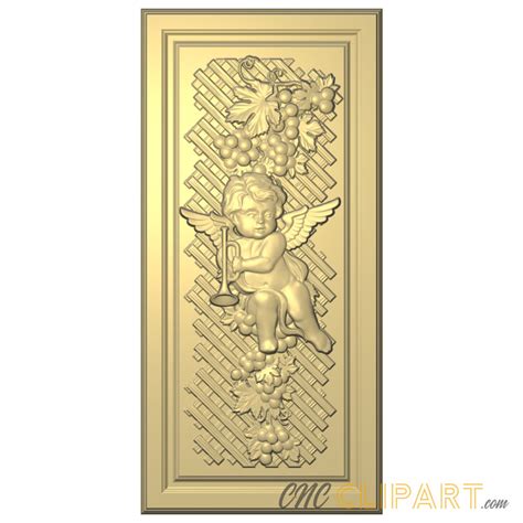 cherub wings 3d relief model cnc clipart