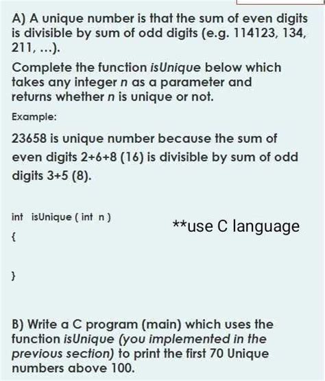 Solved A A Unique Number Is That The Sum Of Even Digits Is