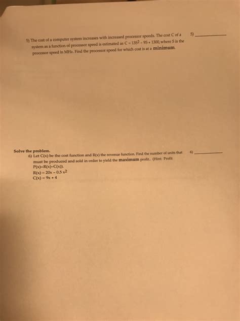solved 5 the cost of a computer system increases with