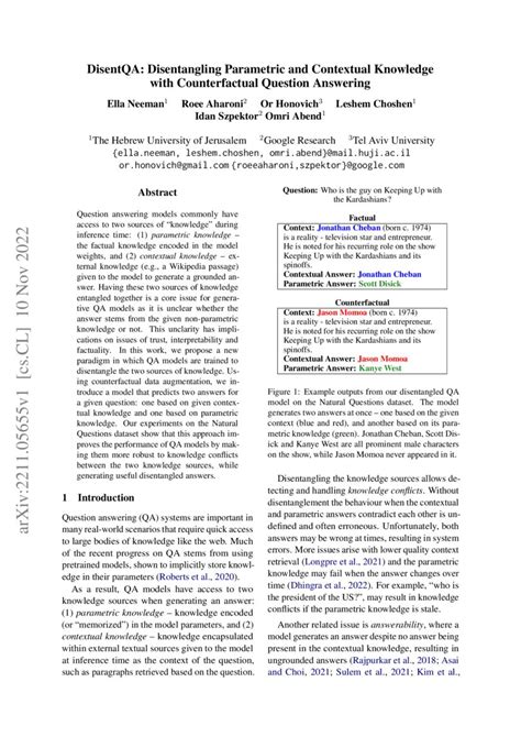 Disentqa Disentangling Parametric And Contextual Knowledge With