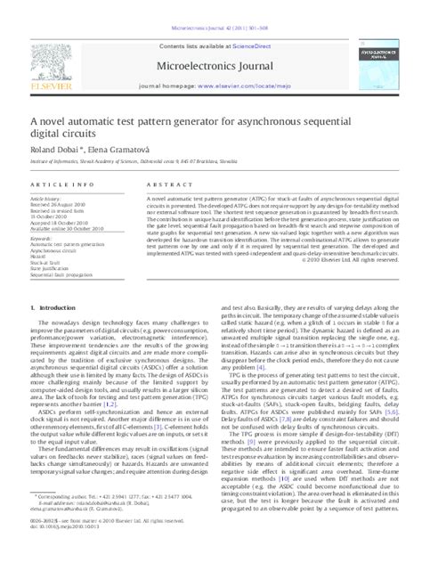 Pdf A Novel Automatic Test Pattern Generator For Asynchronous