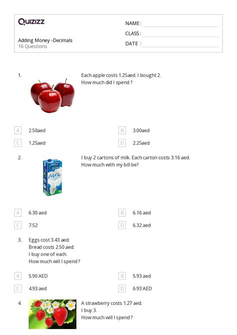 50 Adding Money Worksheets For 3rd Class On Quizizz Free And Printable