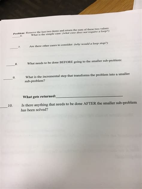 Solved CS Lab Pre Lab Worksheet Recursion This Chegg Com