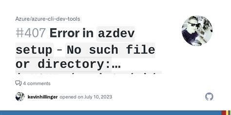Error In `azdev Setup` `no Such File Or Directory Nonescriptsci