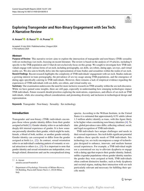 Pdf Exploring Transgender And Non Binary Engagement With Sex Tech A