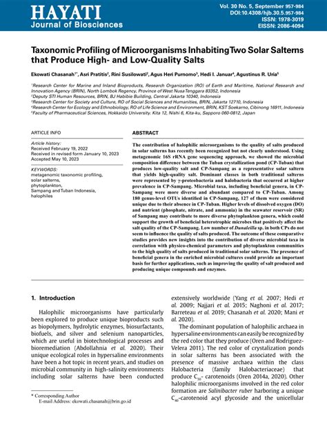 Pdf Taxonomic Profiling Of Microorganisms Inhabiting Two Solar Salterns That Produce High And