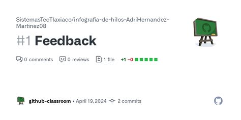 Feedback By Github Classroom Bot · Pull Request 1 · Sistemastectlaxiacoinfografia De Hilos