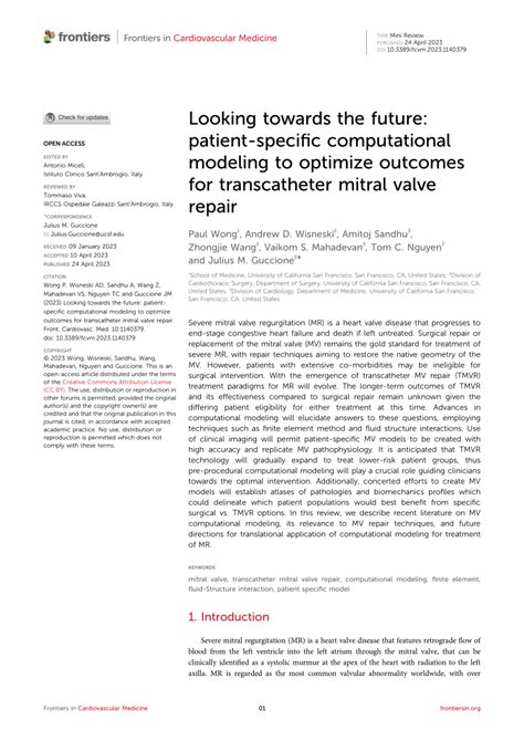 Pdf Looking Towards The Future Patient Specific Computational