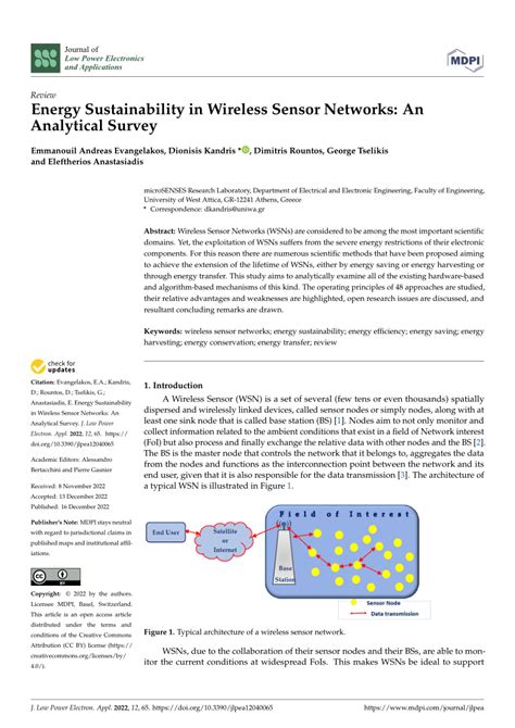 Pdf Energy Sustainability In Wireless Sensor Networks An Analytical Survey