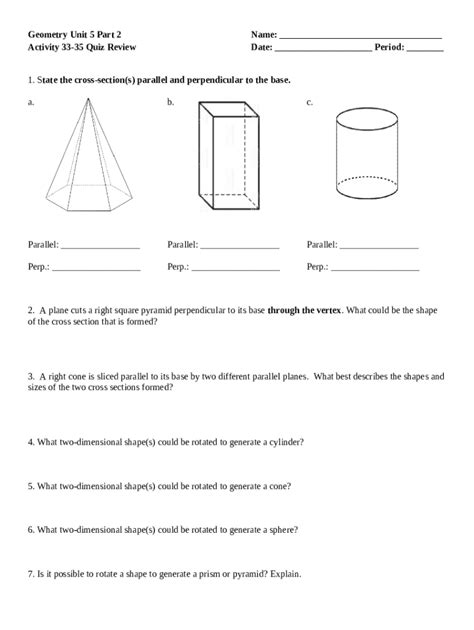 What Shape Is The Cross Section Parallel And Perpendicular Doc Template Pdffiller