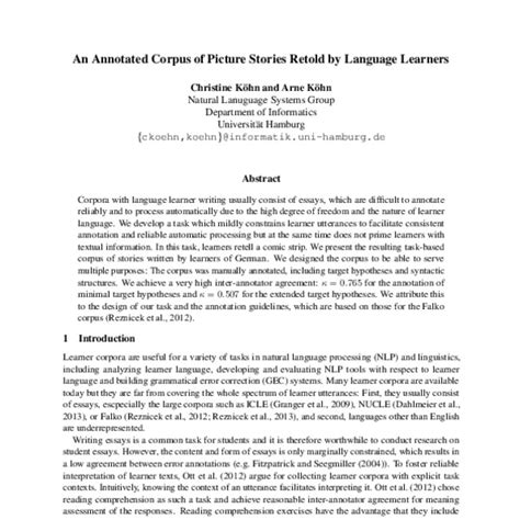 An Annotated Corpus Of Picture Stories Retold By Language Learners