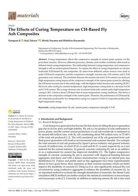 PDF The Effects Of Curing Temperature On CH Based Fly Ash Composites