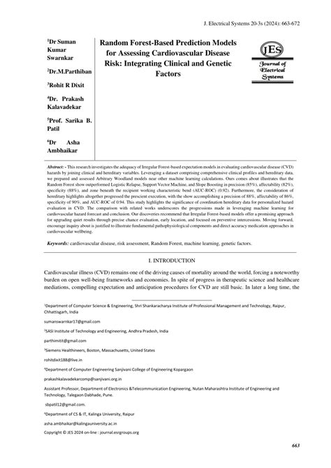 Pdf Random Forest Based Prediction Models For Assessing