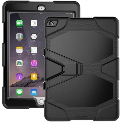 Coque Ipad Air Ipad Th Generation Protection Avec Support Coque Robuste Armure Noir