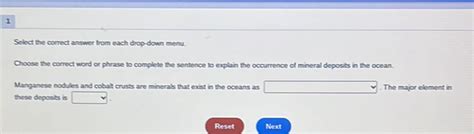 1 Select The Correct Answer From Each Drop Down Menu Choose The