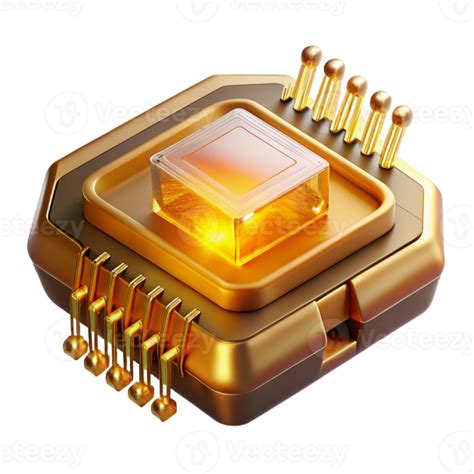 Extraordinary Modern A Levitating Microchip Intricate Golden Circuitry