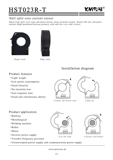 Split Core Current Sensor Hst023r T Rated Input ±50a ±100a ±200a ±300a