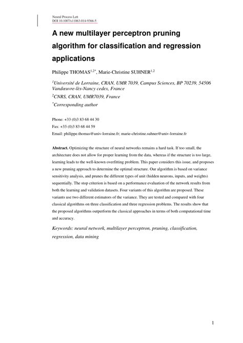 Pdf A New Multilayer Perceptron Pruning Algorithm For Classification