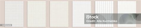 그리드 용지 세트입니다 색상 그래프가 있는 추상 적사각형 배경입니다 학교 벽지 질감 노트북기하학적 패턴 투명 한 배경에 격리 된 줄 지어 빈 A4 밀리미터 그래프 그리드