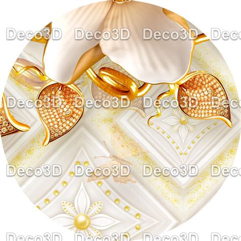 گل های پنج پر برجسته با برگ های طلایی